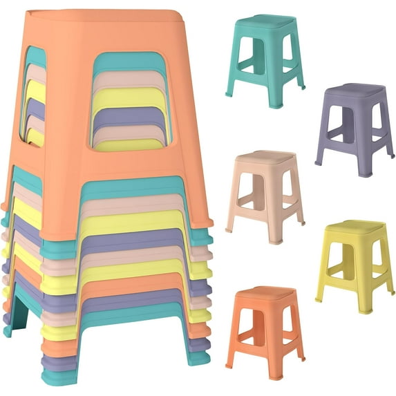 10 Pack Stools for Classroom, Wanan 18.8" H Stackable Colorful Nesting ...