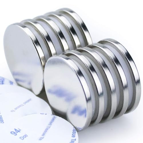 10 Pack Strong Magnets with Double Sided Adhesive,1.26" x 0.12" Round ...