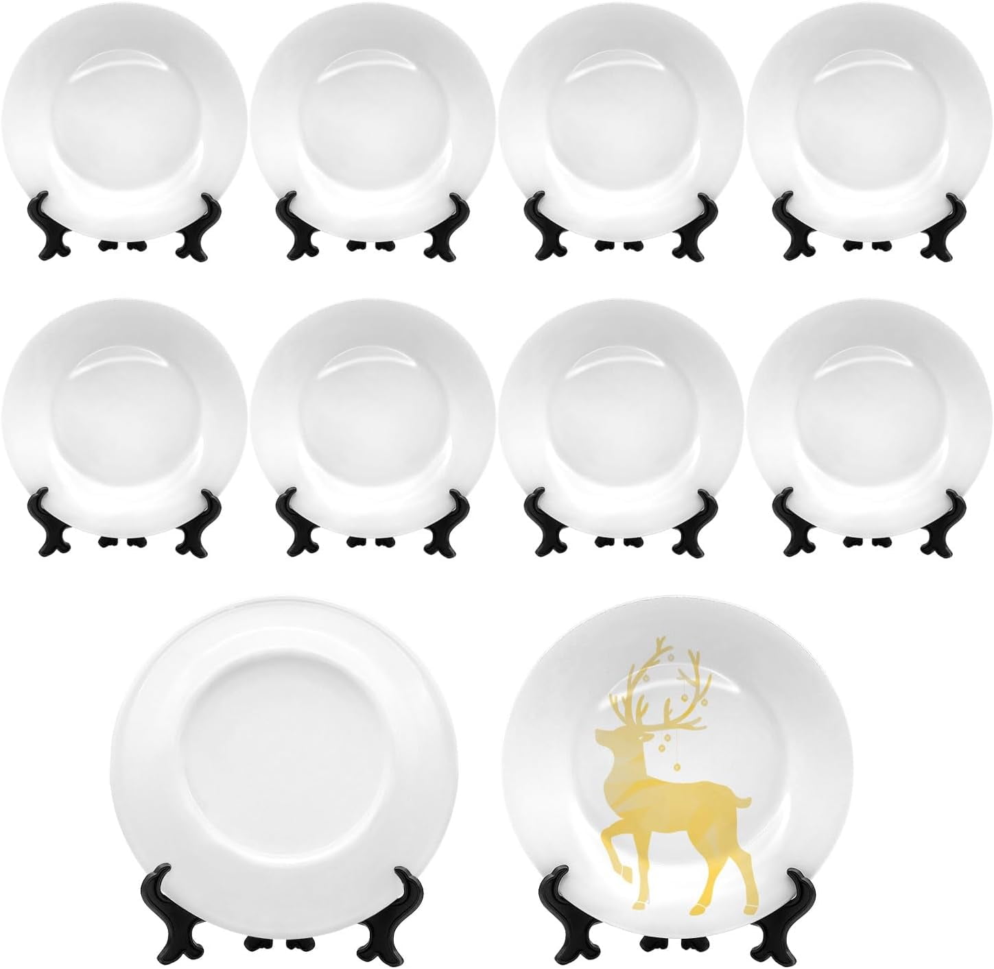 10 Pack Sublimation Blanks White Ceramic Flat Plate with Stand ...