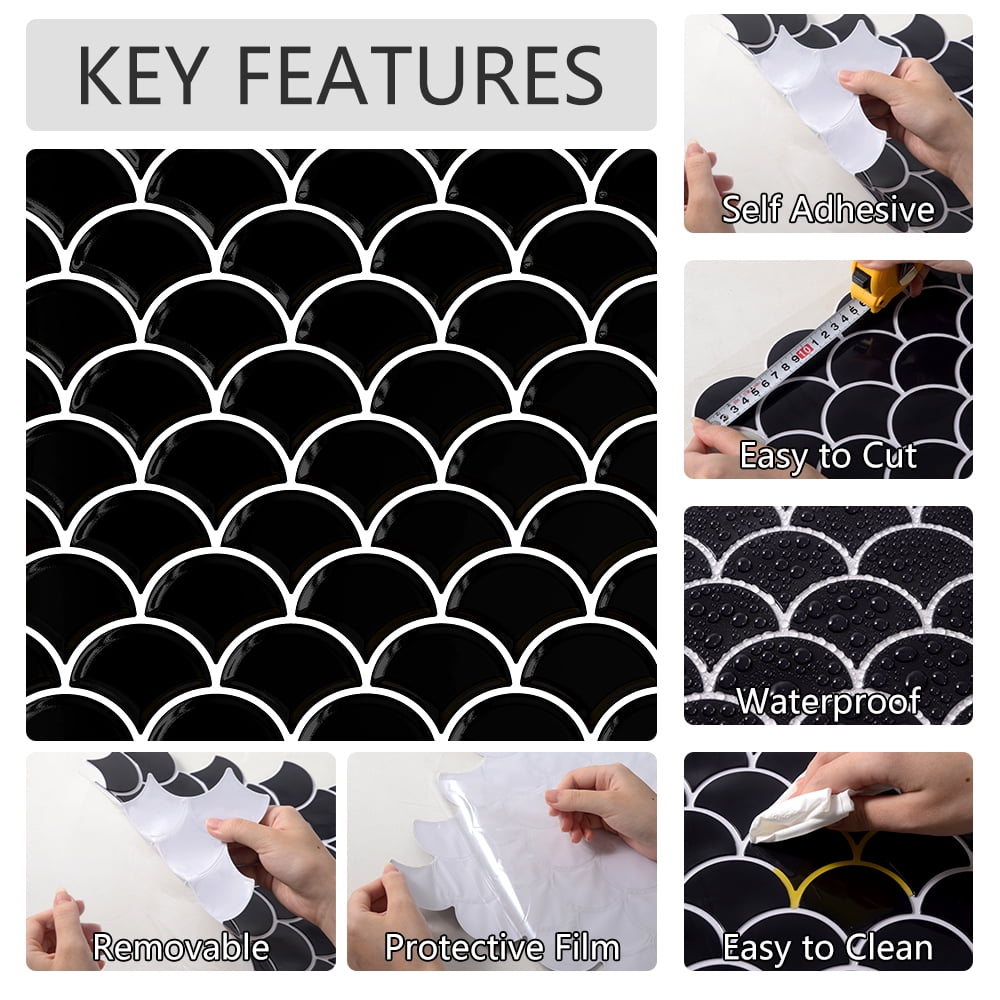 10-Pack Subway Tile Peel and Stick Backsplash, 12"x12" Self Adhesive ...