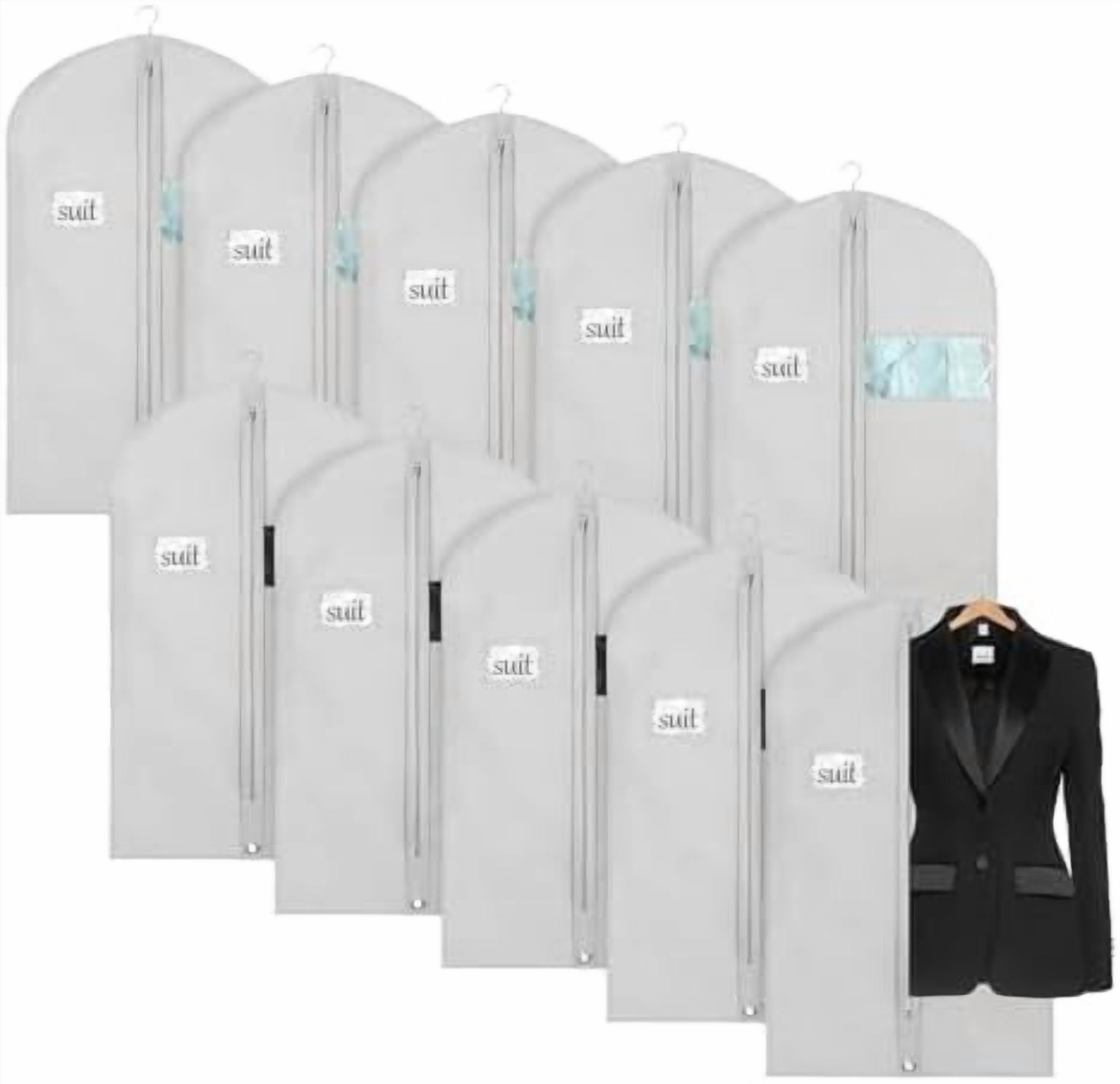 10 Pack Suit Bags Garment Bag for Men Storage, 40-Inch Suit Bags for ...