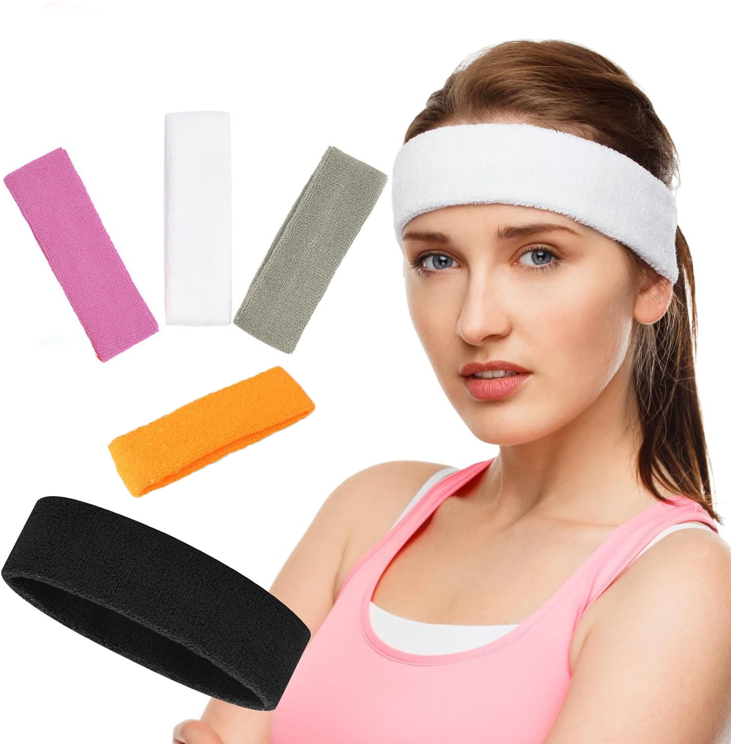 5 Pack Sweatbands Sports Headbands for Men Women Athletic Exercise Gym ...