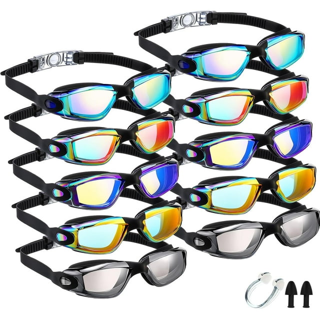 10 Pack Swim Goggles Bulk for Kids adult Pool Goggles Anti Fog Silicone No Leak Swimming Glasses ...