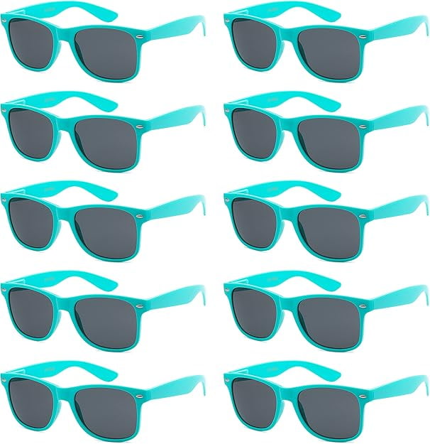 10 Pack TEAL Retro 80s Sunglasses Pack - Walmart.com