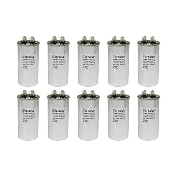 10 Pack TEMCo 40 Run Capacitor CBB65, 40 MFD, 370-440V, Round, 50/60Hz | for HVAC Fan, Motor ...