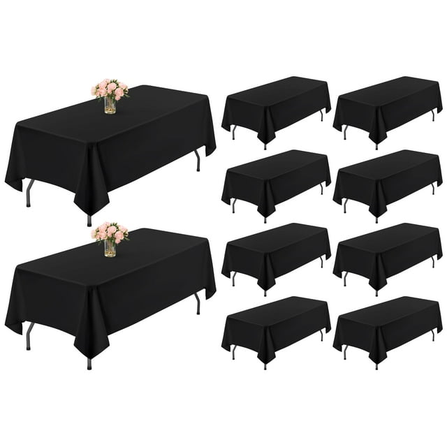 10 Pack Black Tablecloth for 6ft Long Banquet Tables | 60x102 Inch ...