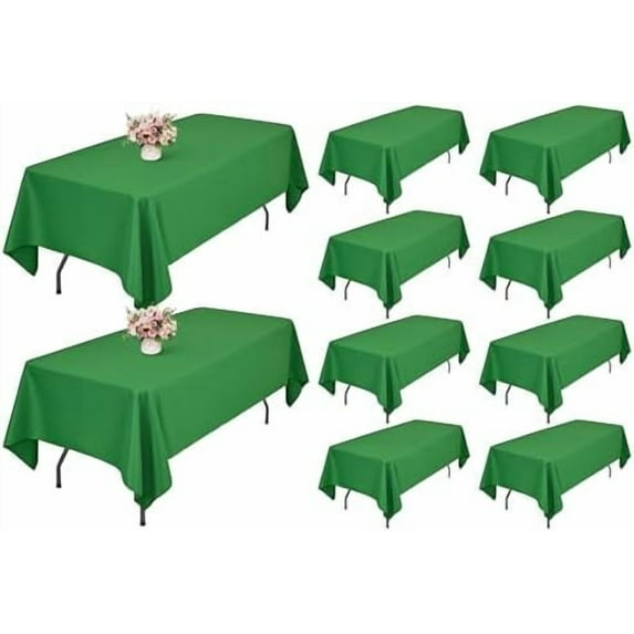 10 Pack Table Cloth Green Tablecloth 60 x 102 Inch, Rectangle Table ...