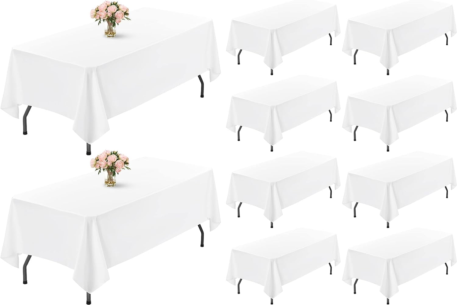 10 Pack White Polyester Tablecloth 54x108 Inch for 6ft Table, Wrinkle ...