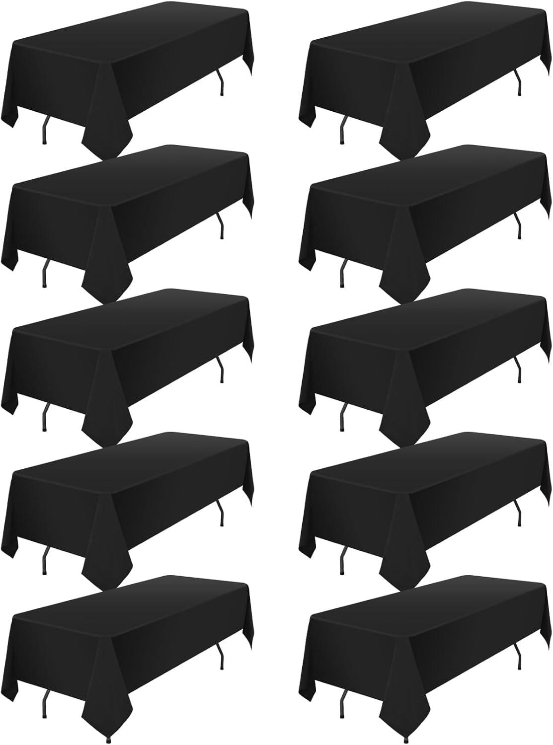 10 Pack Tablecloth 60 x 126 Inch, Black Table Cloth for 8 Foot ...