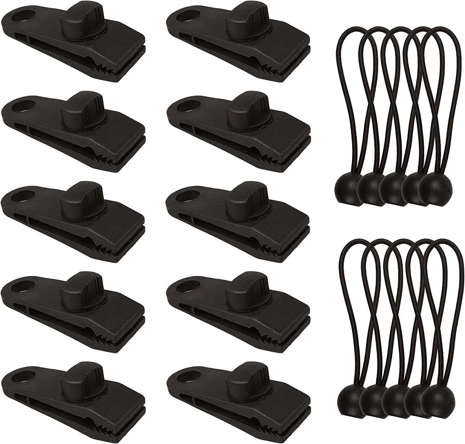 10 Pack Tent Clamp Clips for Tent Awning Banners Boat Gardening - Black ...