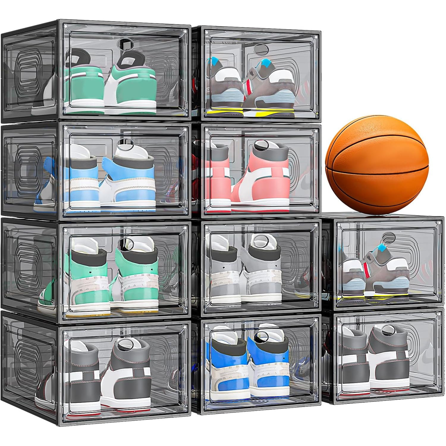 10 Pack Thicken Shoe Organizer Stackable,Upgraded Sturdy Shoe Storage ...