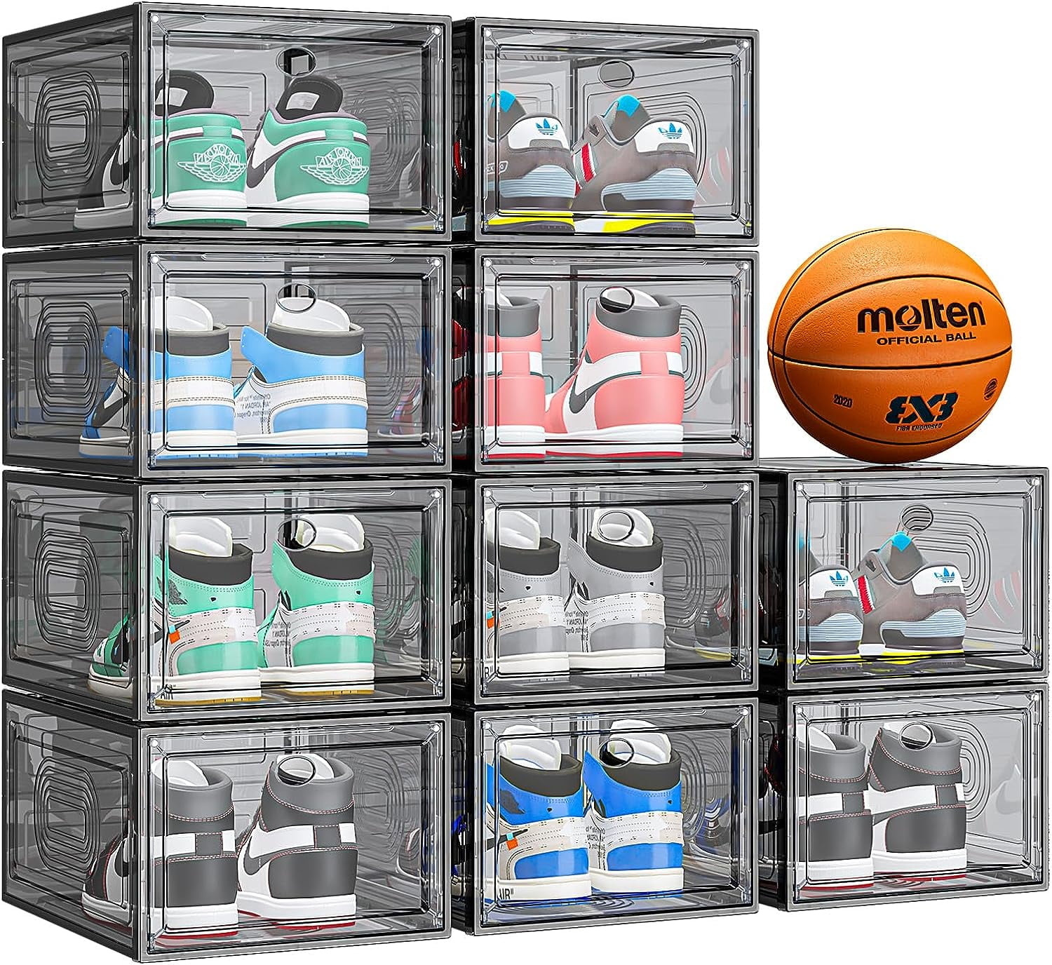 10 Pack Thicken Shoe Organizer Stackable,Upgraded Sturdy Shoe Storage ...