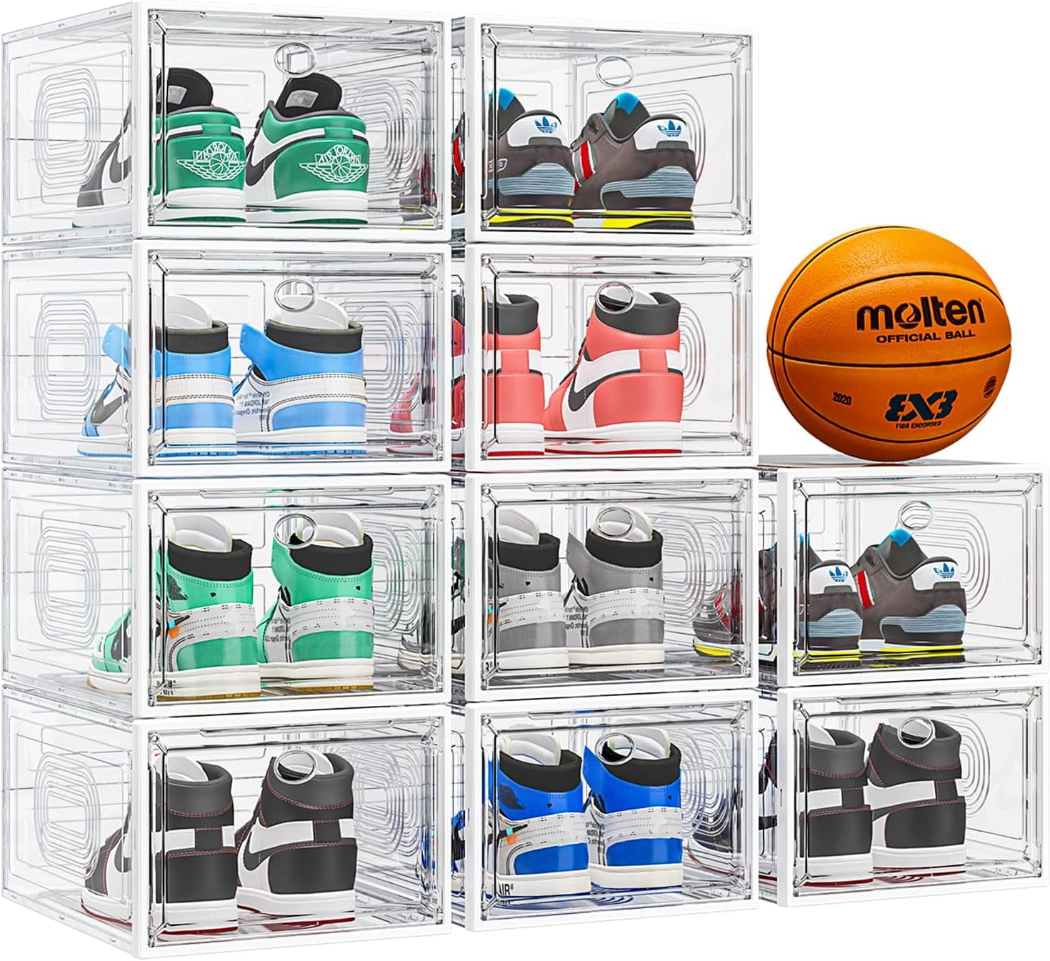 10 Pack Thicken Shoe Organizer Stackable,Upgraded Sturdy Shoe Storage ...