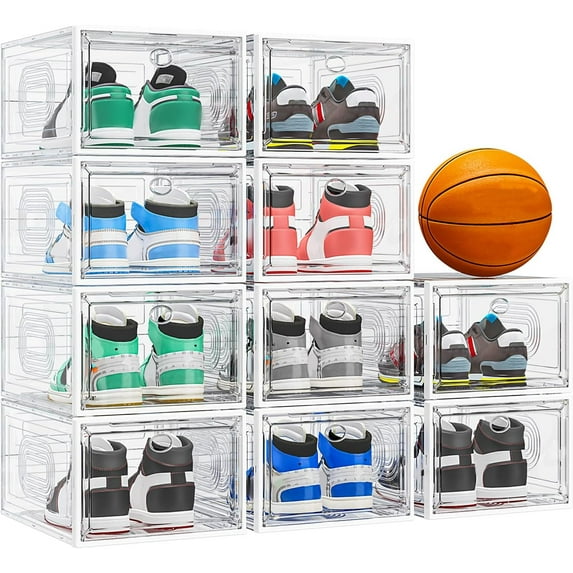 10 Pack Thicken Shoe Organizer Stackable,Upgraded Sturdy Storage Box ...