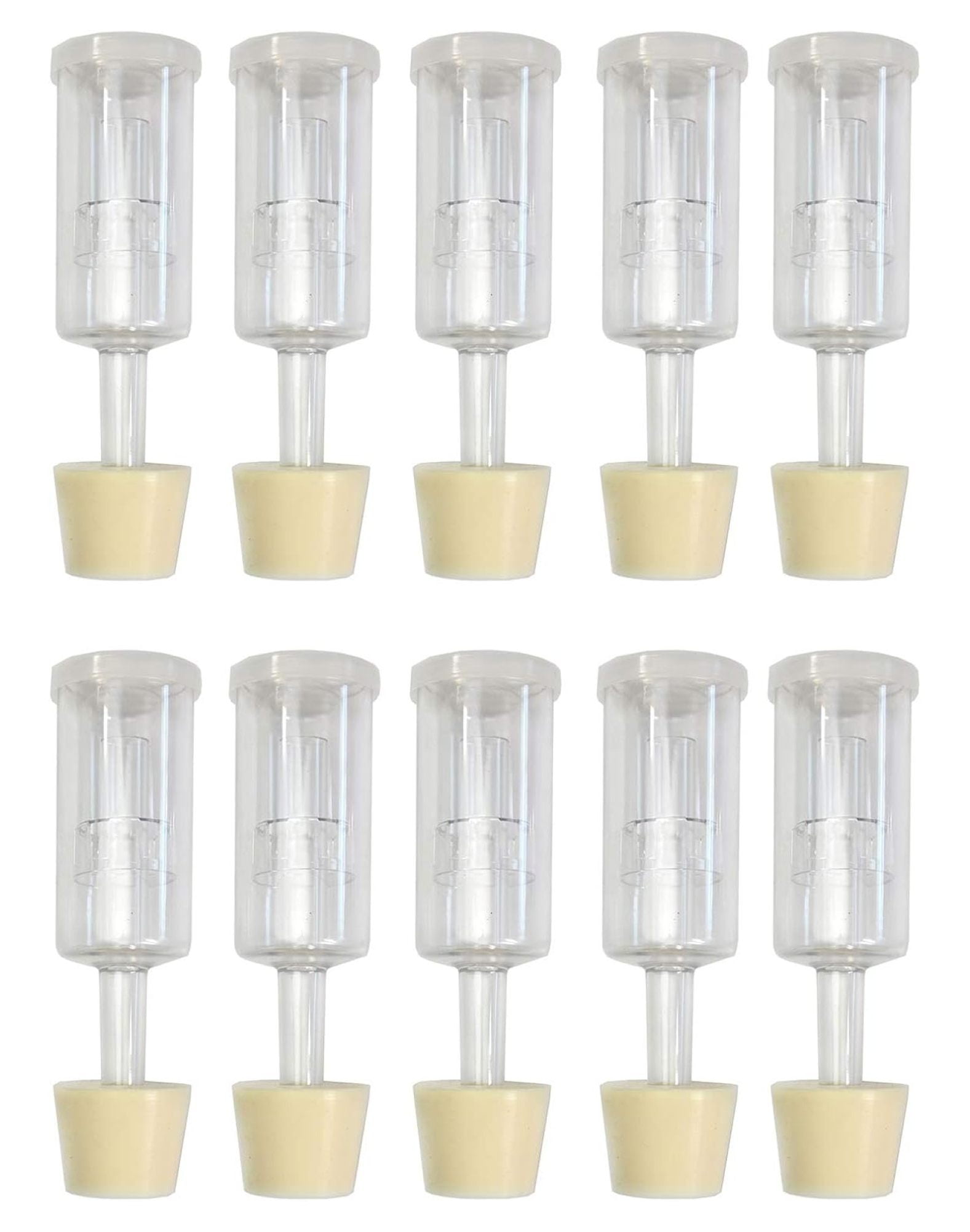 (10 Pack) Three-Piece Airlock and Drilled #6 Stopper Fermentation Beer ...