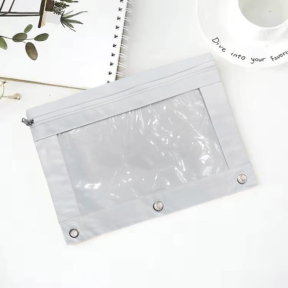 10 Pack Three-hole Pencil Case Zipper Transparent PVC Document Storage ...
