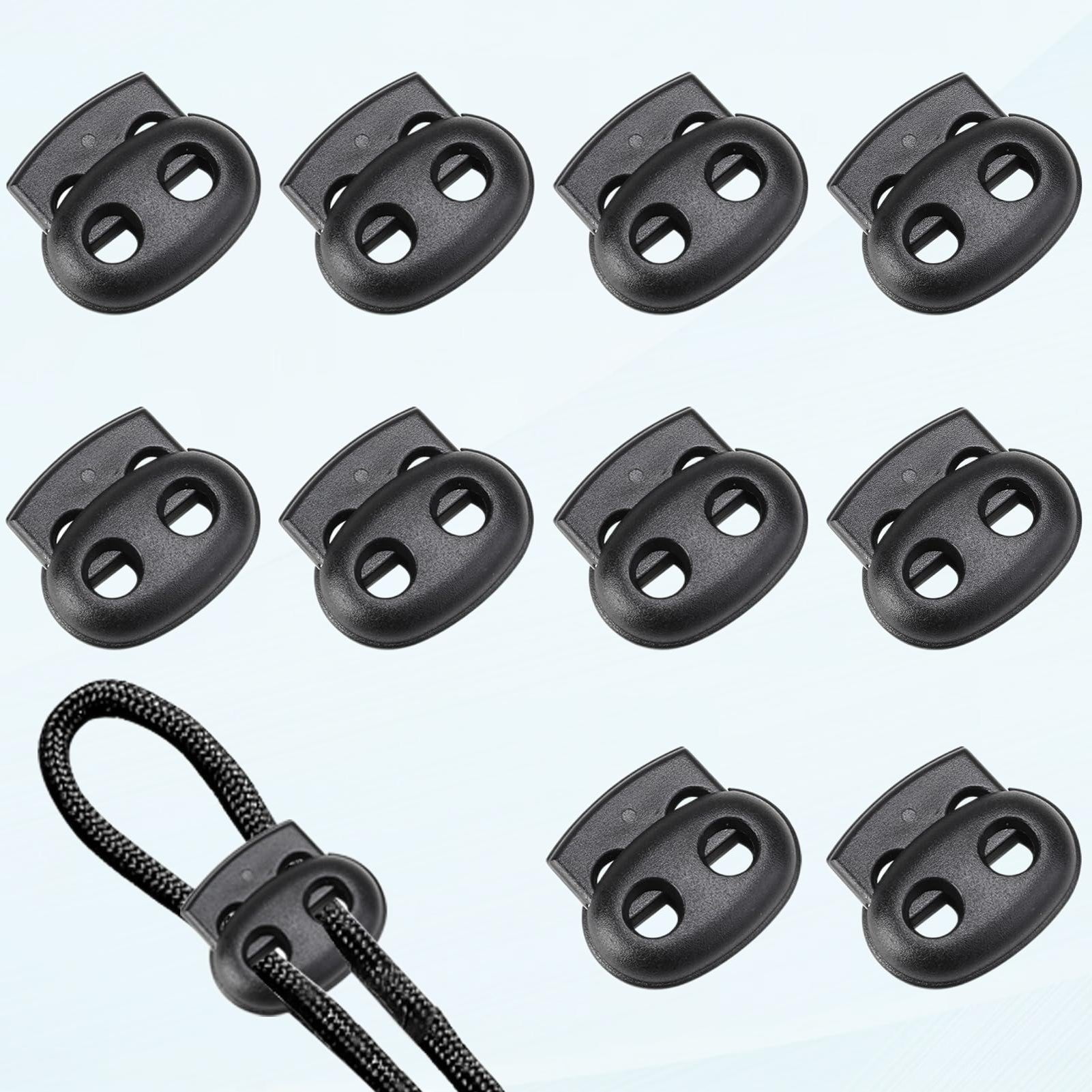 10 Pack Toggles for Drawstrings - Plastic Spring Cord Locks, Double ...