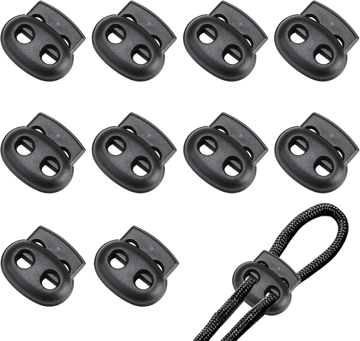 10 Pack Toggles for Drawstrings - Plastic Spring Cord Locks, Double ...