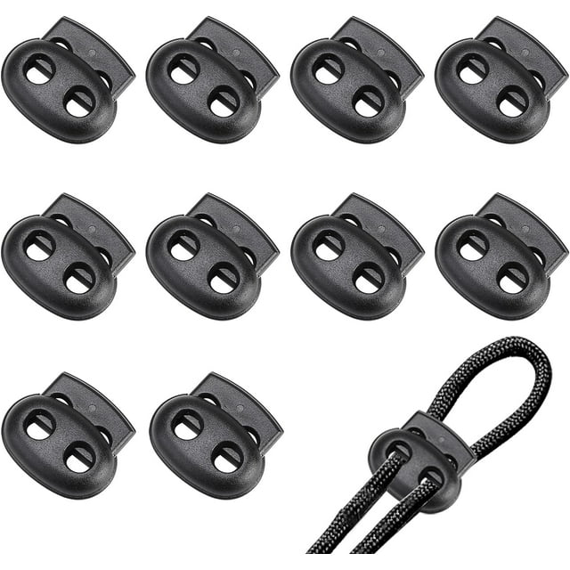 10 Pack Toggles for Drawstrings - Plastic Spring Cord Locks, Double ...