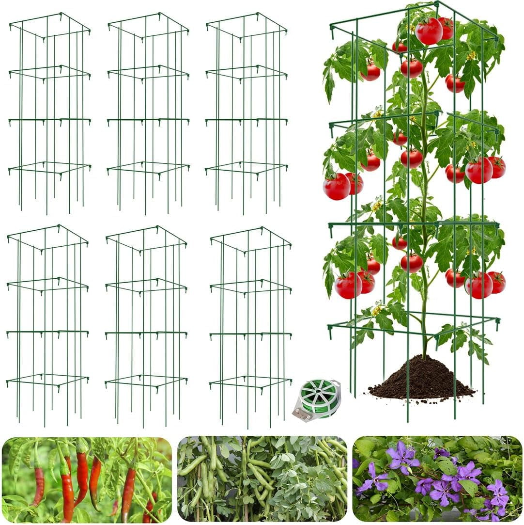 10 Pack Tomato Cages for Garden, 12×12×39" Foldable Tomato Plant ...