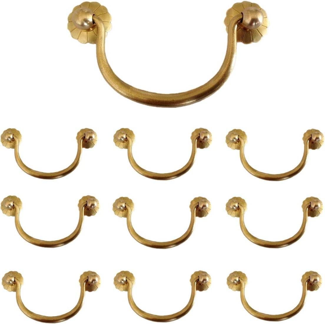 10 Pa Traditional Bail Cabinet Hardware Handle Pull Antique Brass ...