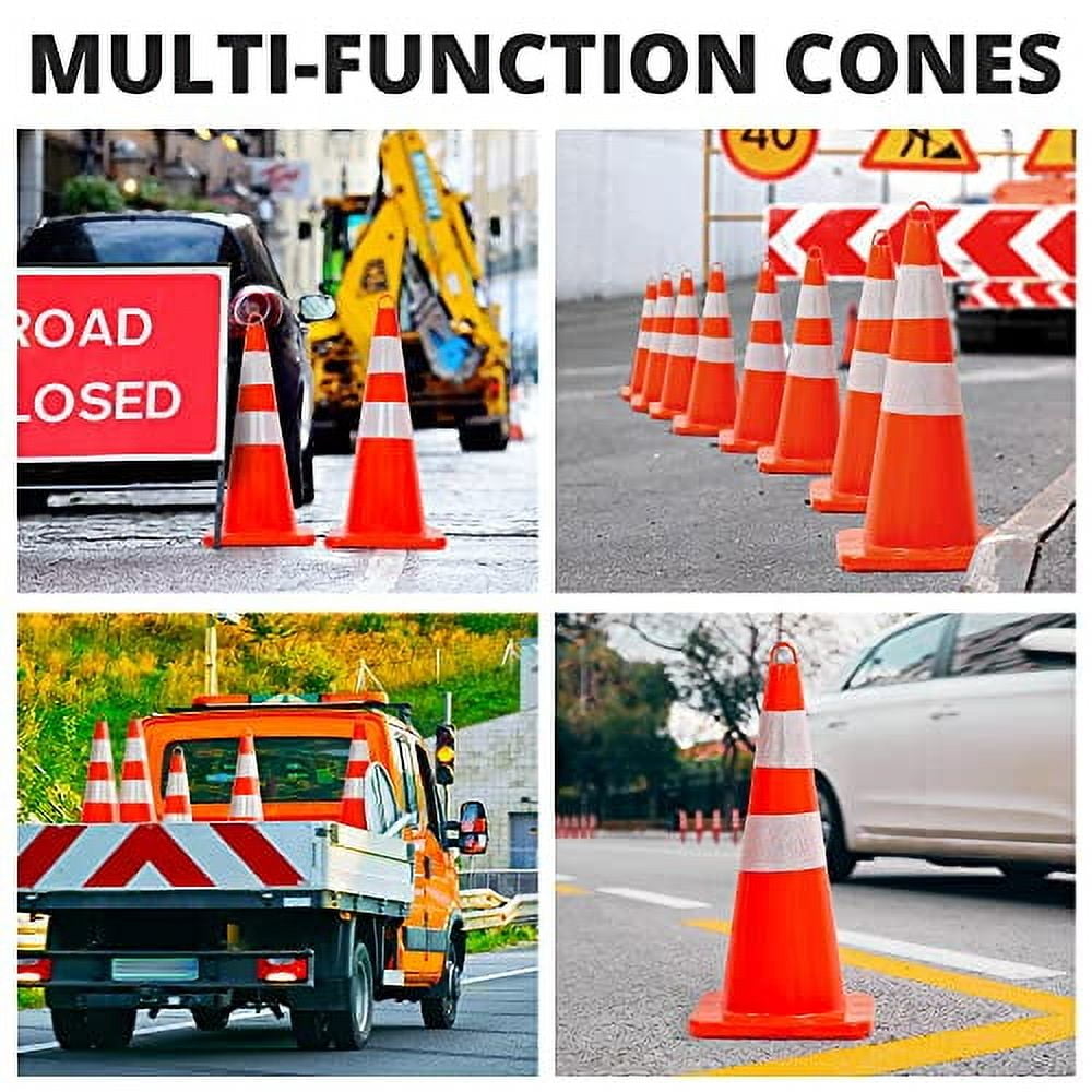 10 Pack Traffic Cones, 28 Inch Upgraded PVC Safety Cones with ...