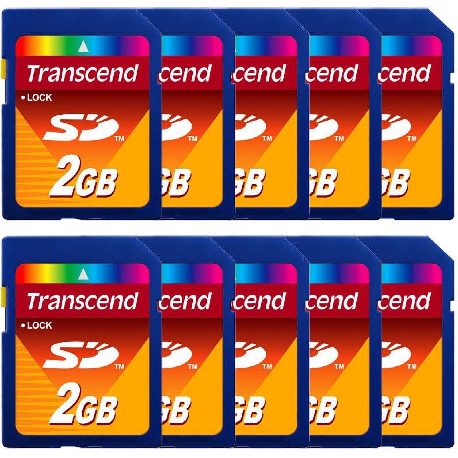Transcend 2GB SD Memory Card, 10 Pack, Secure Digital for Cameras, Plug ...