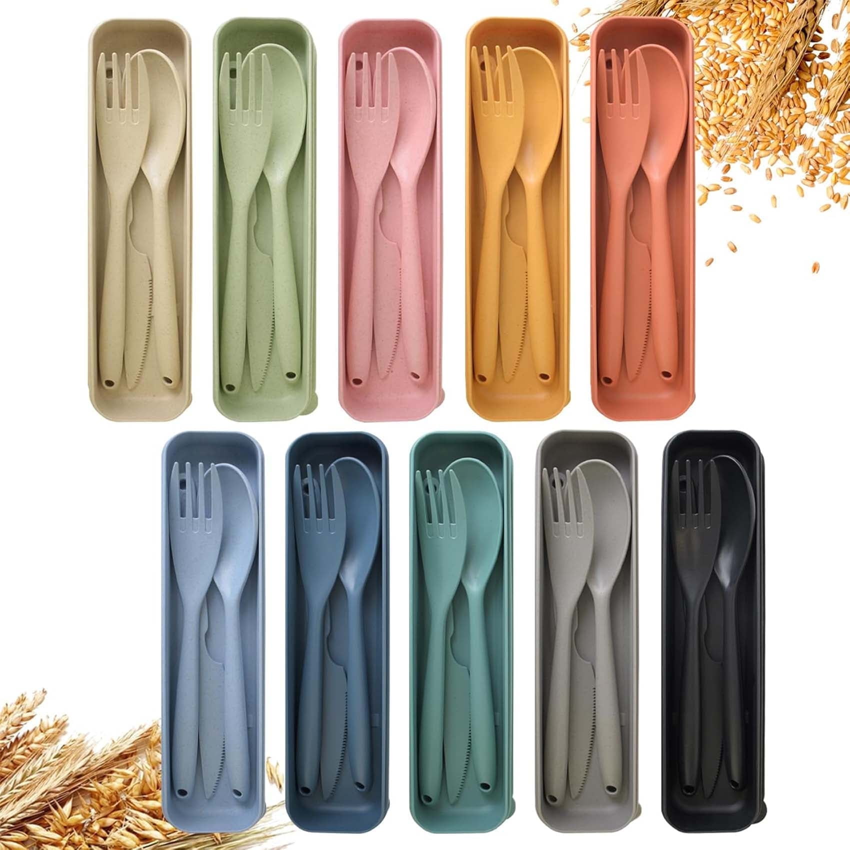 thovorrnl Travel Utensils Set, 10 Pack, Reusable Flatware with Case ...