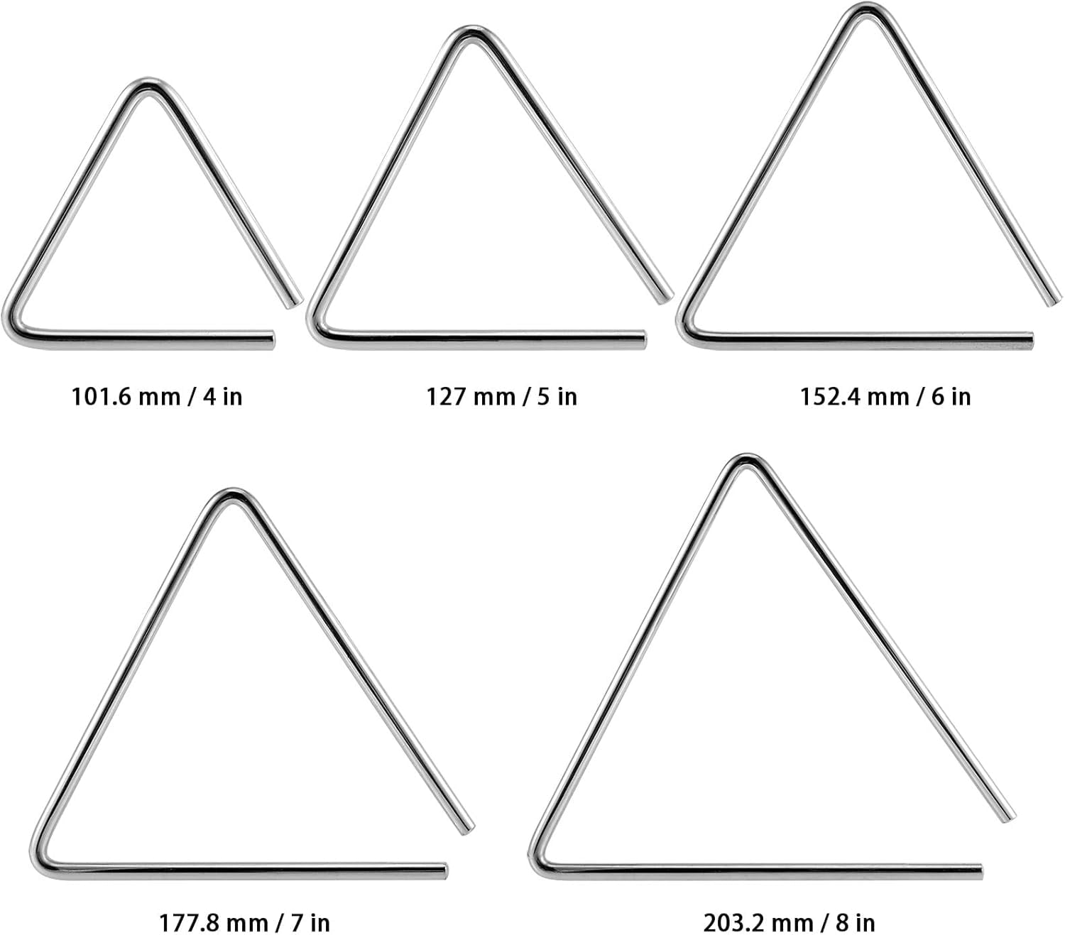 10 Pack Triangle Instrument, 4, 5, 6, 7, 8 inch Musical Triangle ...