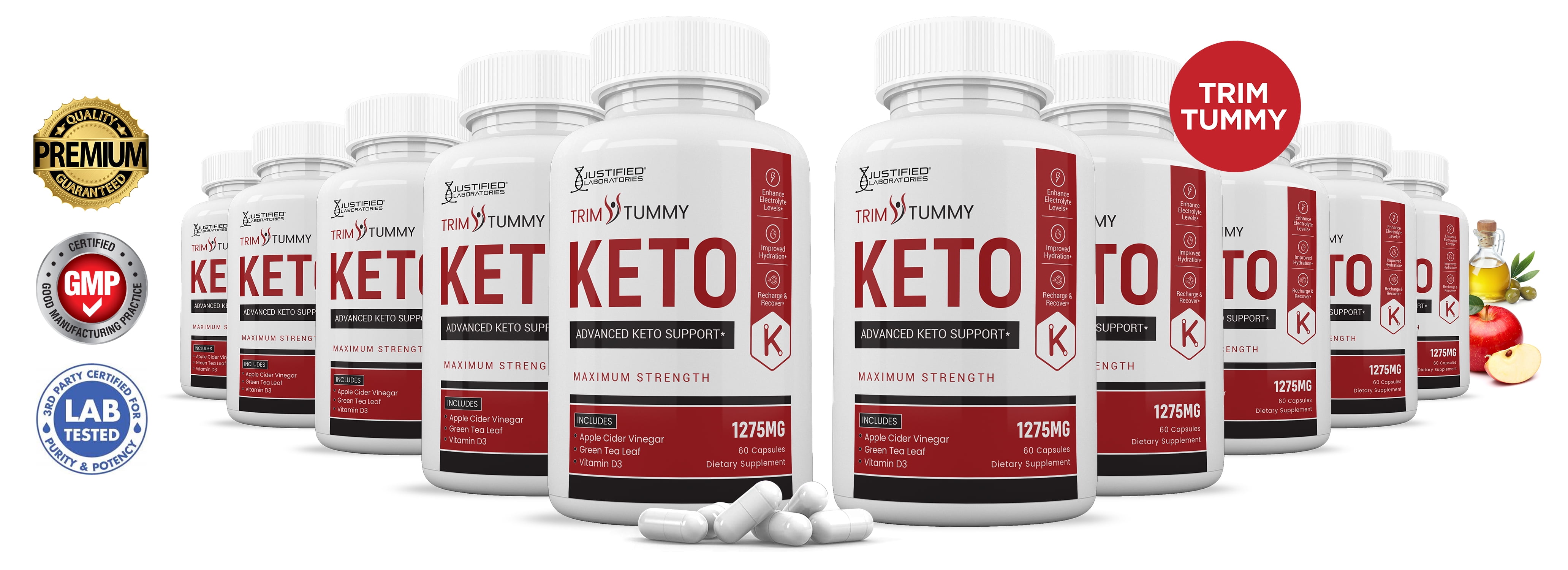 (10 Pack) Trim Tummy Keto ACV Pills 1275mg Alternative to Gummies ...