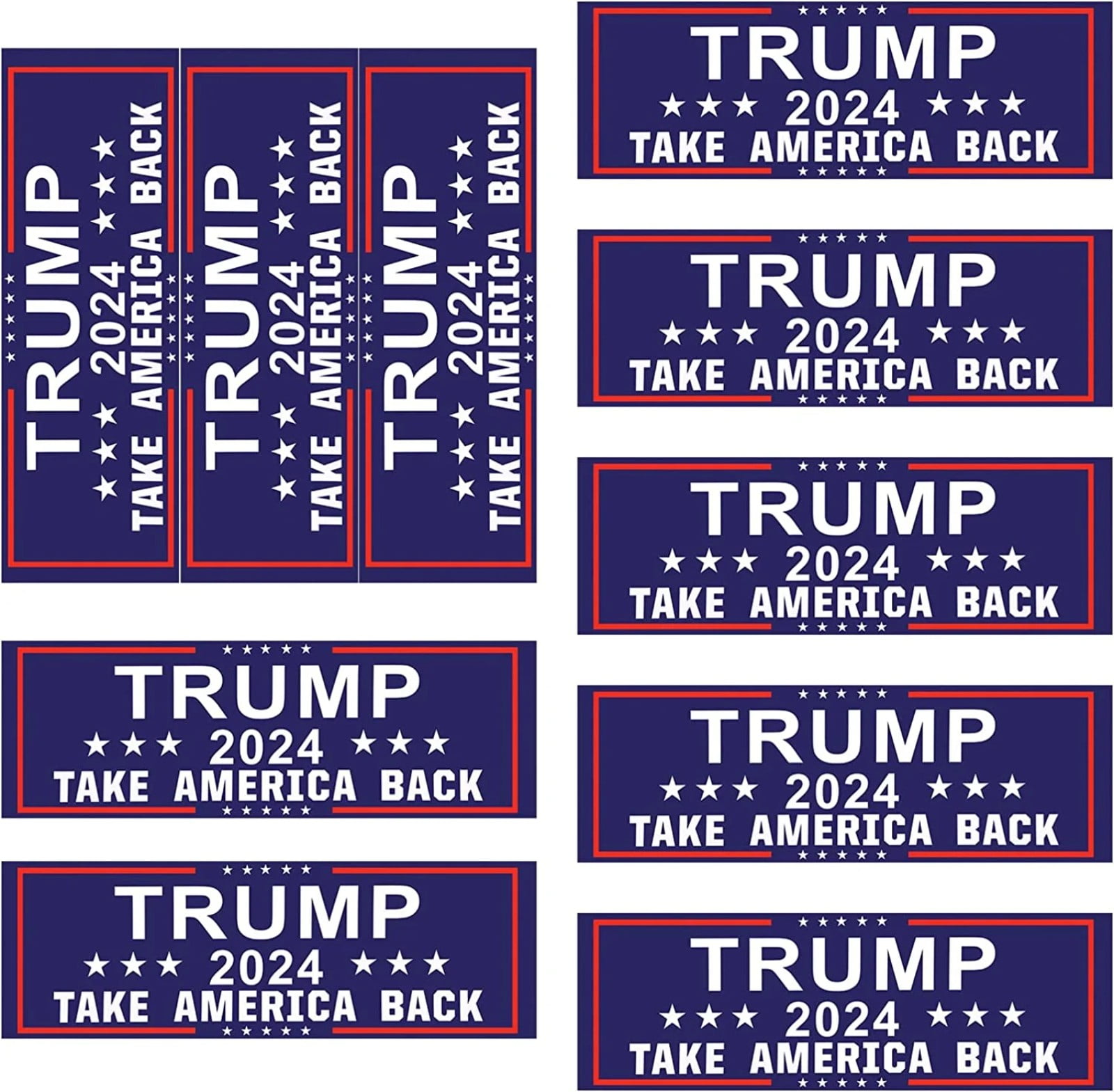 10 Pack Trump 2024 Sticker, 9 inches x3 inches Big Trump Letters Car ...
