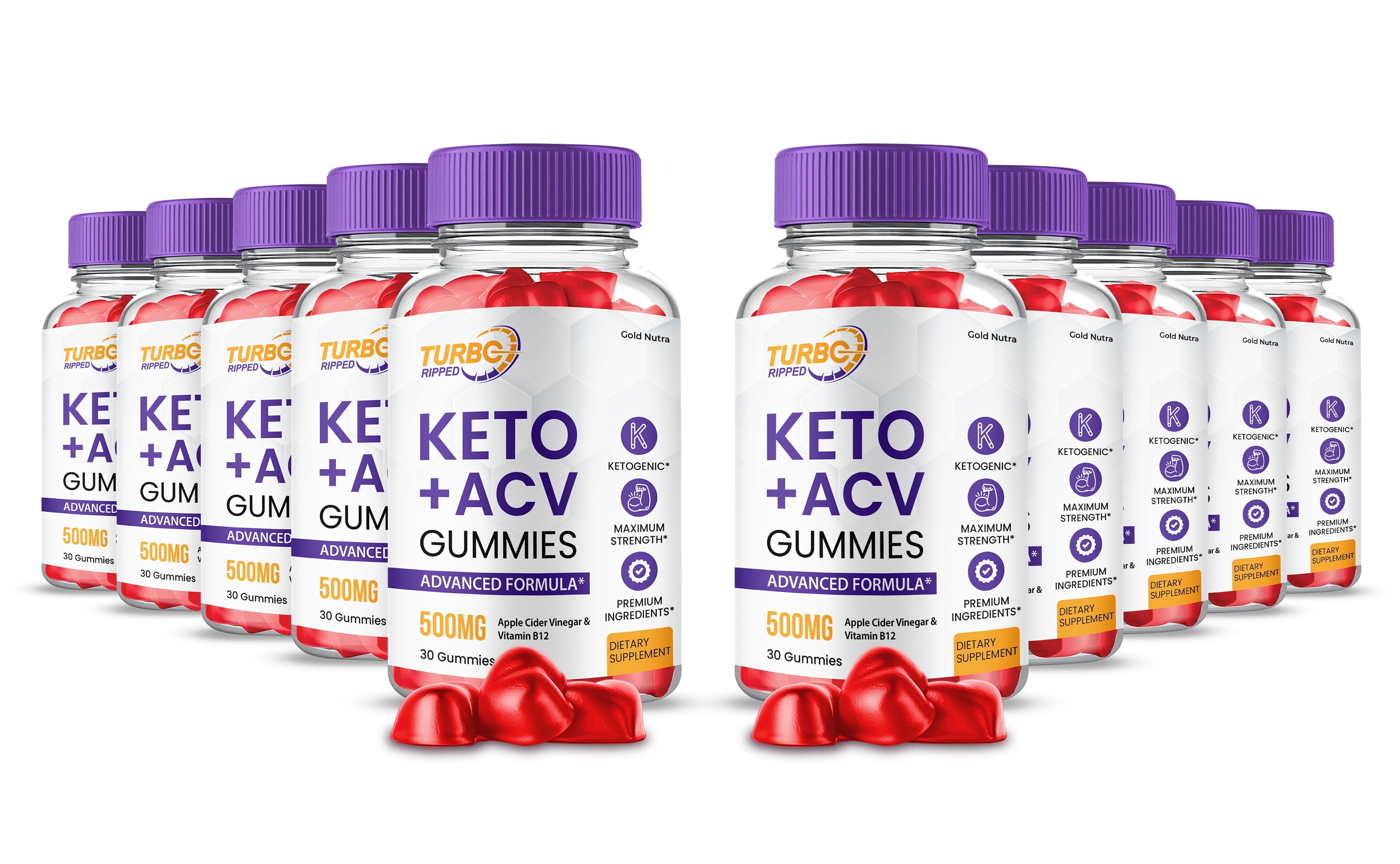 (10 Pack) Turbo Ripped Keto ACV Gummies, Turbo Ripped Keto + ACV ...