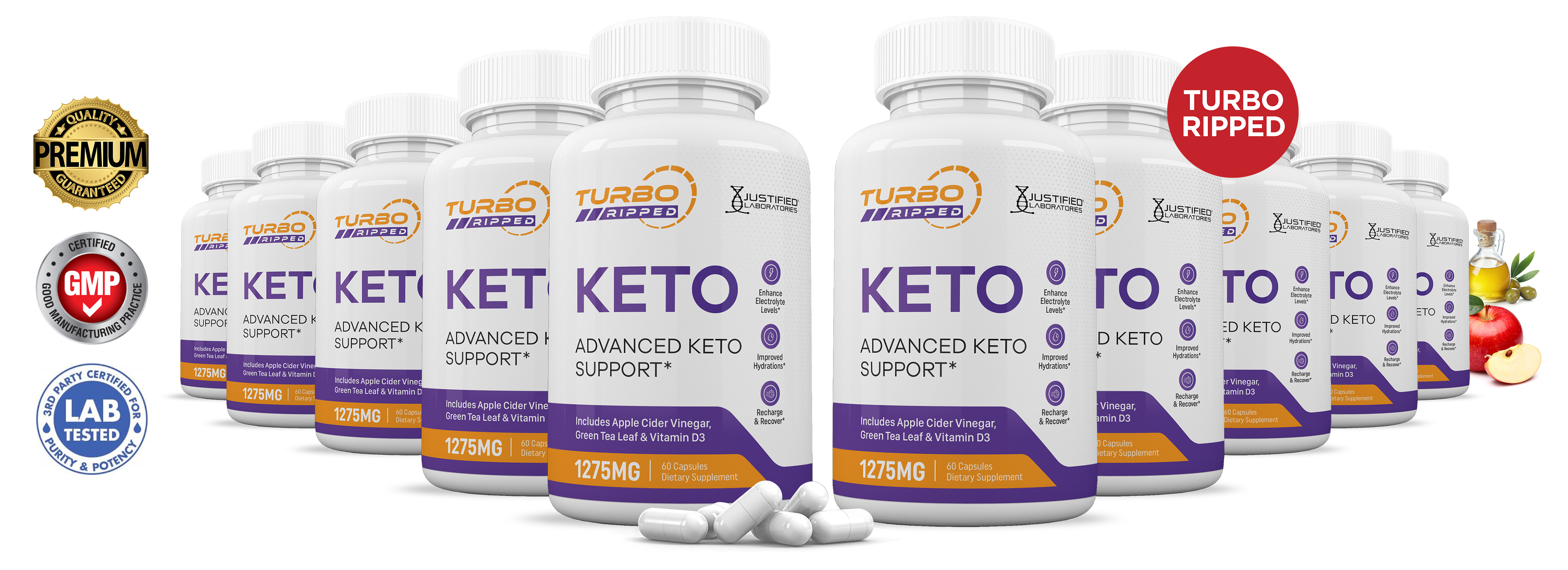 (10 Pack) Turbo Ripped Keto ACV Pills 1275mg Alternative to Gummies ...