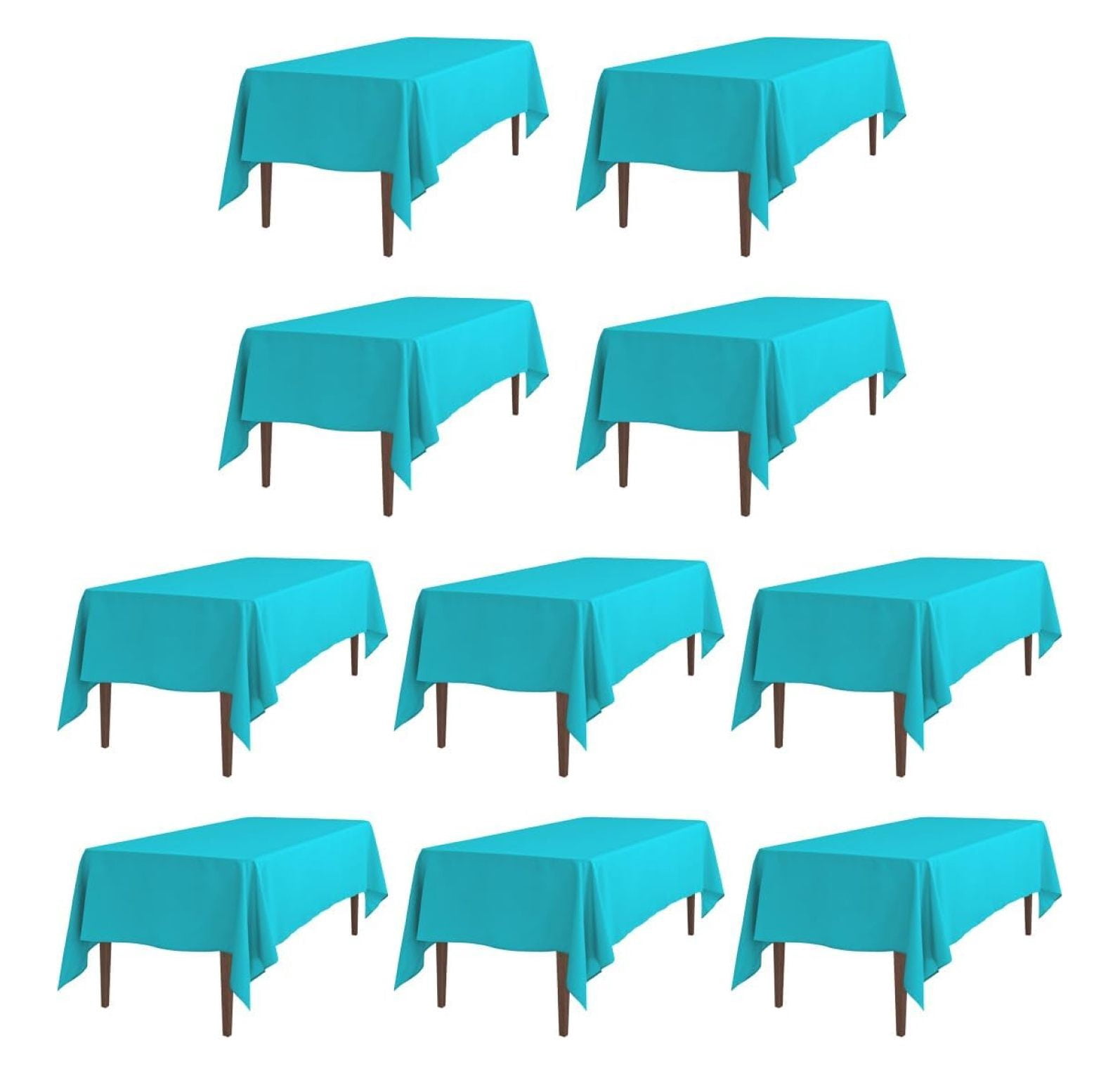 10 Pack Turquoise Rectangular Tablecloths 60 x 126 Inch for 8 Feet ...