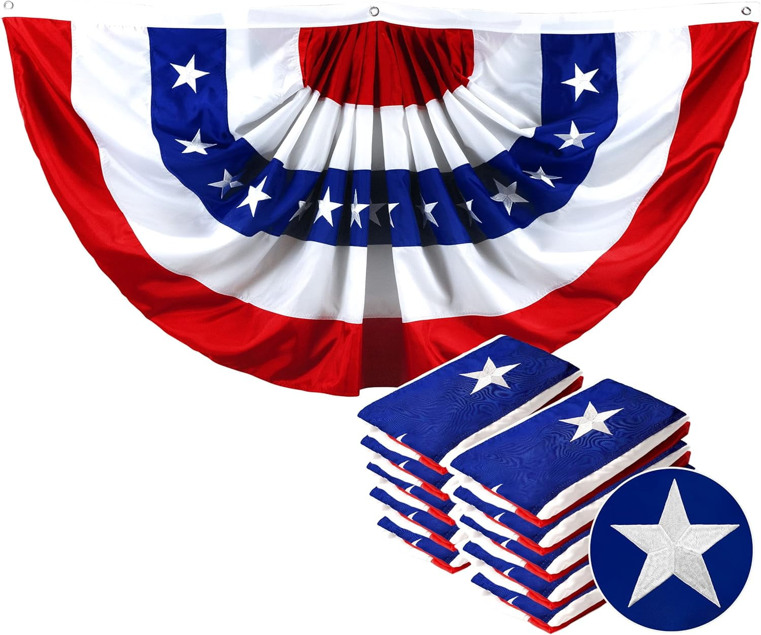 10 Pack: USA Pleated Fan Flag, 3x6 Feet American USA Bunting Decoration ...
