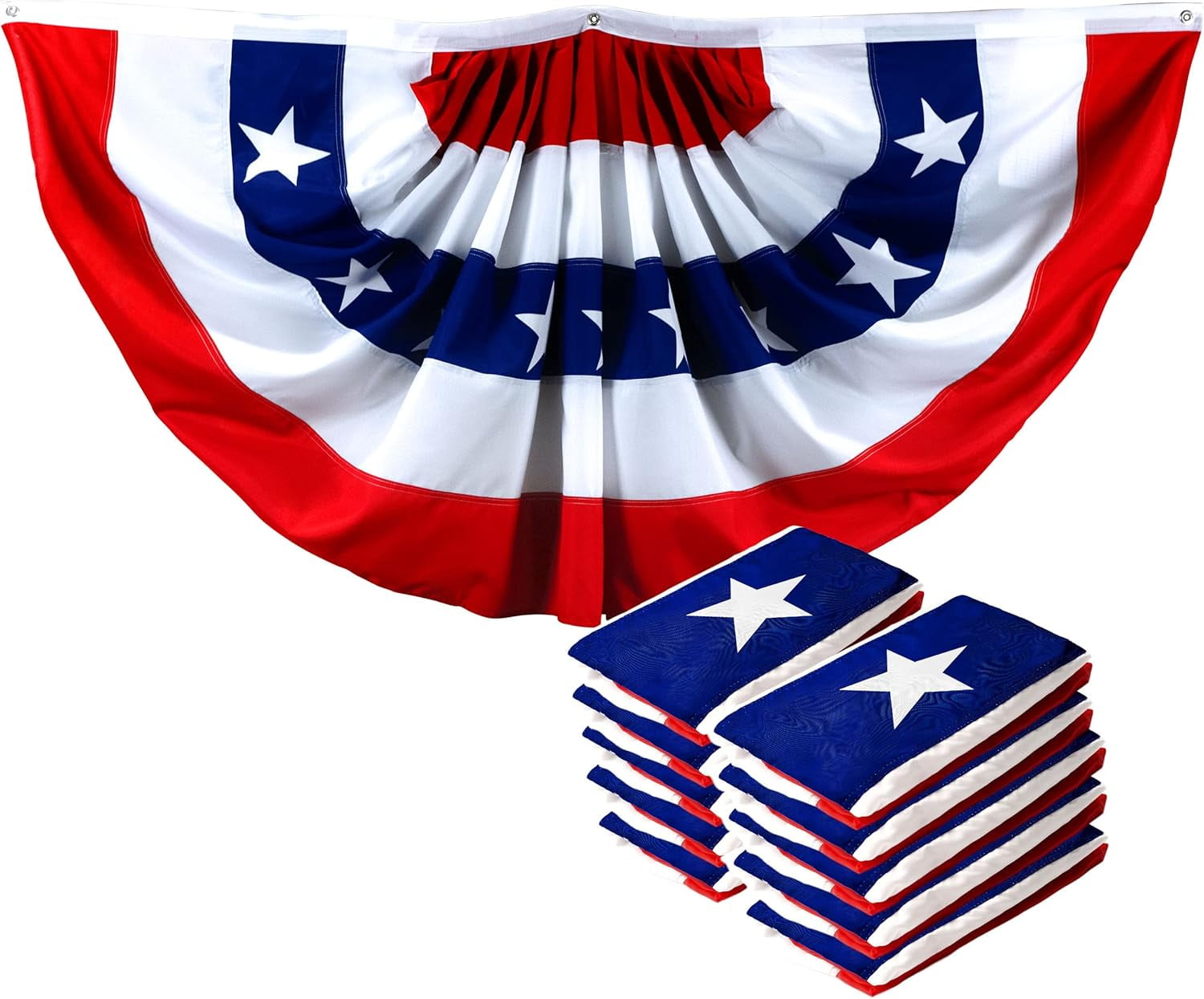 10 Pack: USA Pleated Fan Flag, 3x6 Feet American USA Bunting Decoration ...