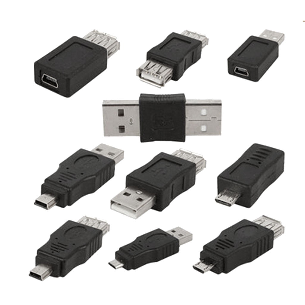 10 Pack USB Type A B 5pin F///M Changer Adapter Converter USB Male to ...