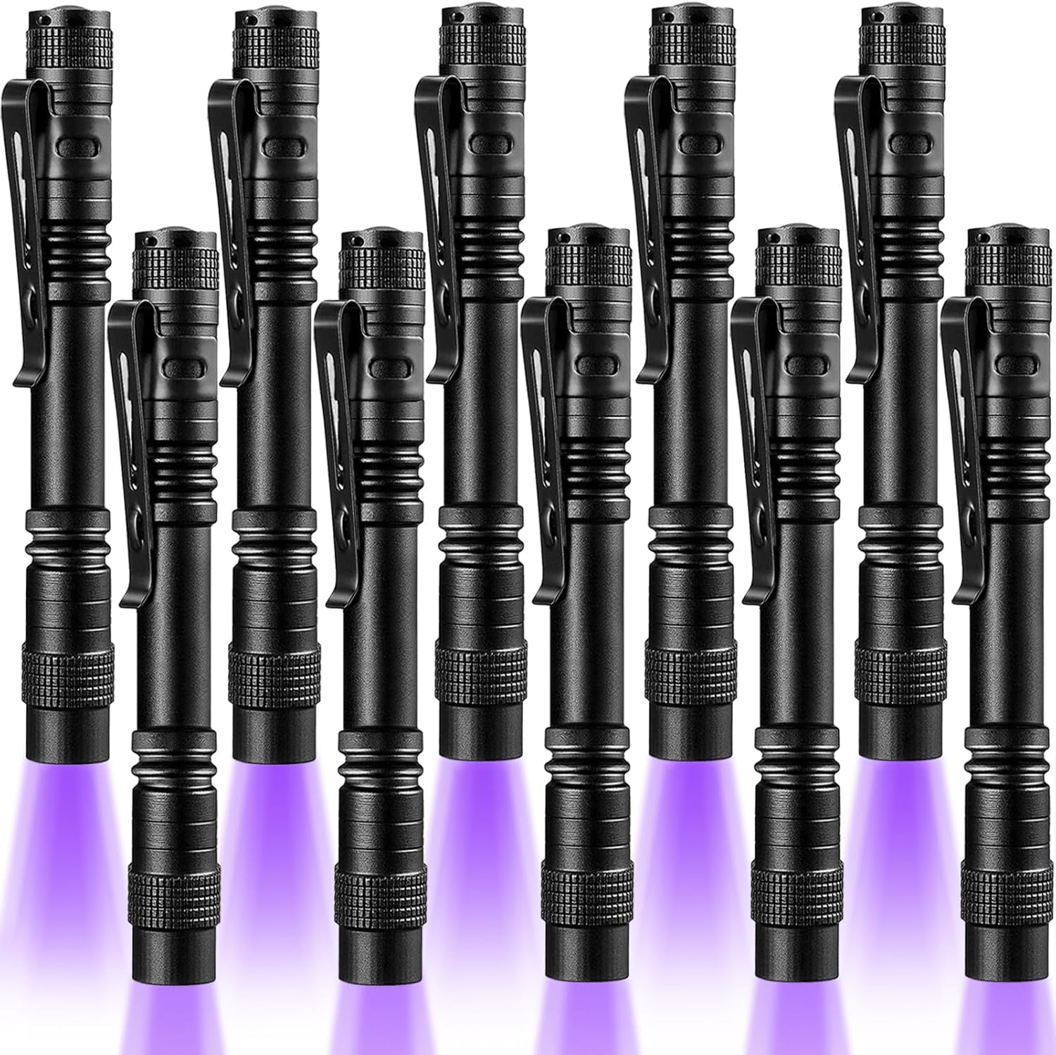 10 Pack UV Black Light Flashlight Mini 395nm Pen Light with Clip LED ...