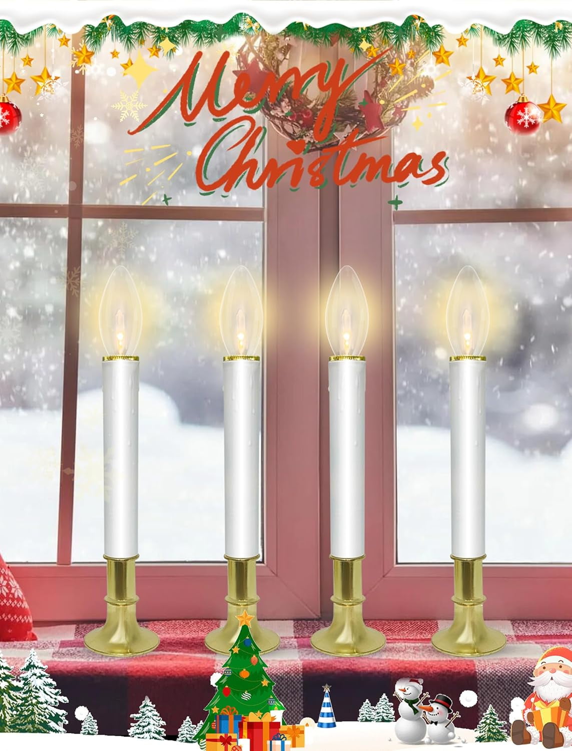 10 Pack Ultra-Bright LED Christmas Window Candles with Brass-Plated ...