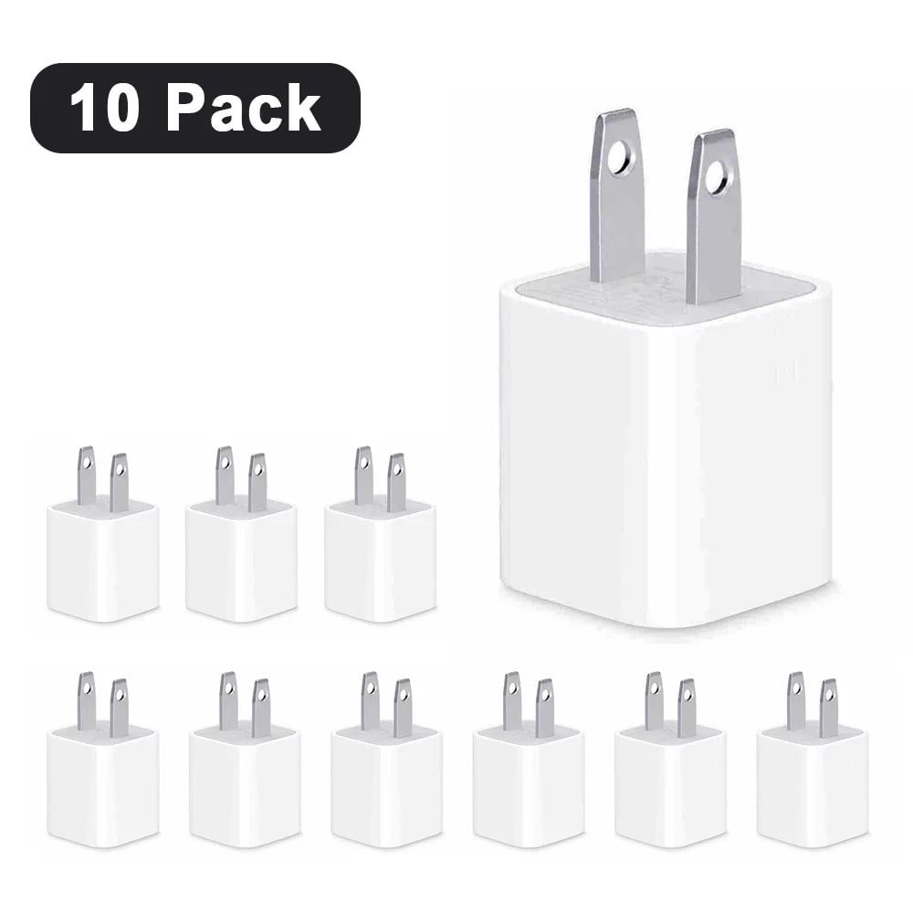 10 Pack: High Speed Universal AC USB Wall Charger for iPhone 11 Pro Max/X/8/7, Samsung Phones ...