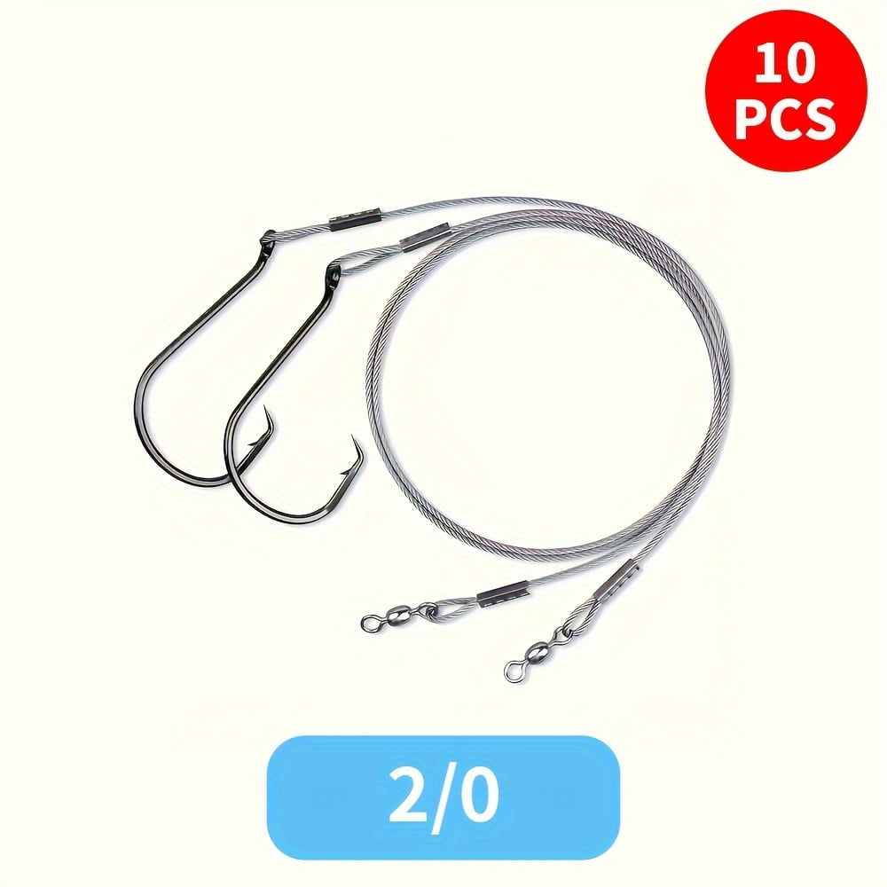 10-Pack Universal Circle Hook Rigs, Saltwater Stainless Steel Leader ...