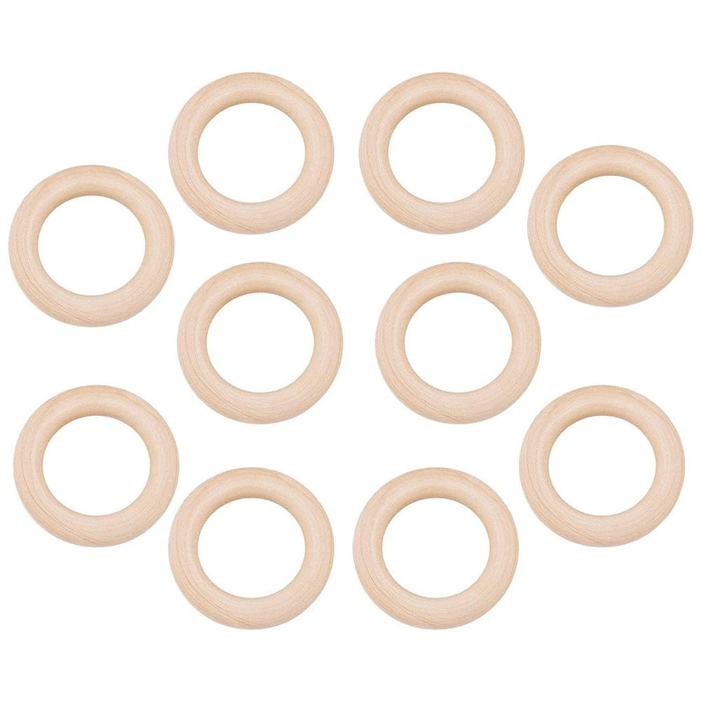 10 Pack Unpainted Wood Rings 55MM Diameter Wooden Craft Rings for DIY ...