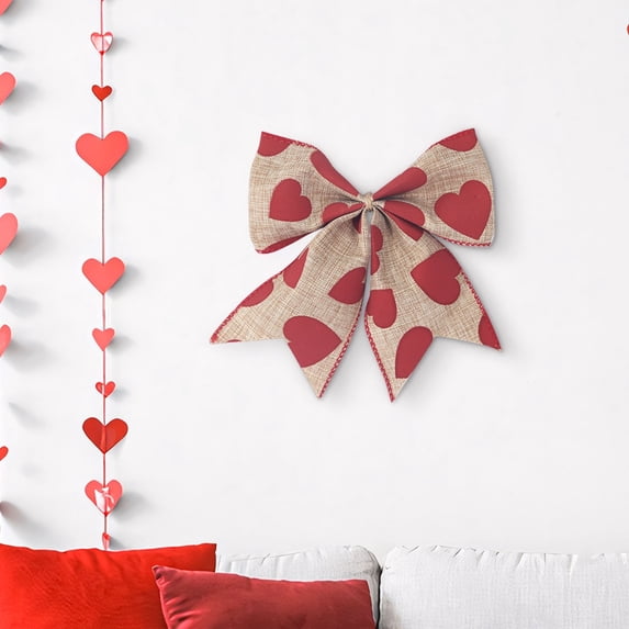 10 Pack Of Valentines Day Wreath Bows Redses Heart Burlaps Bows For ...