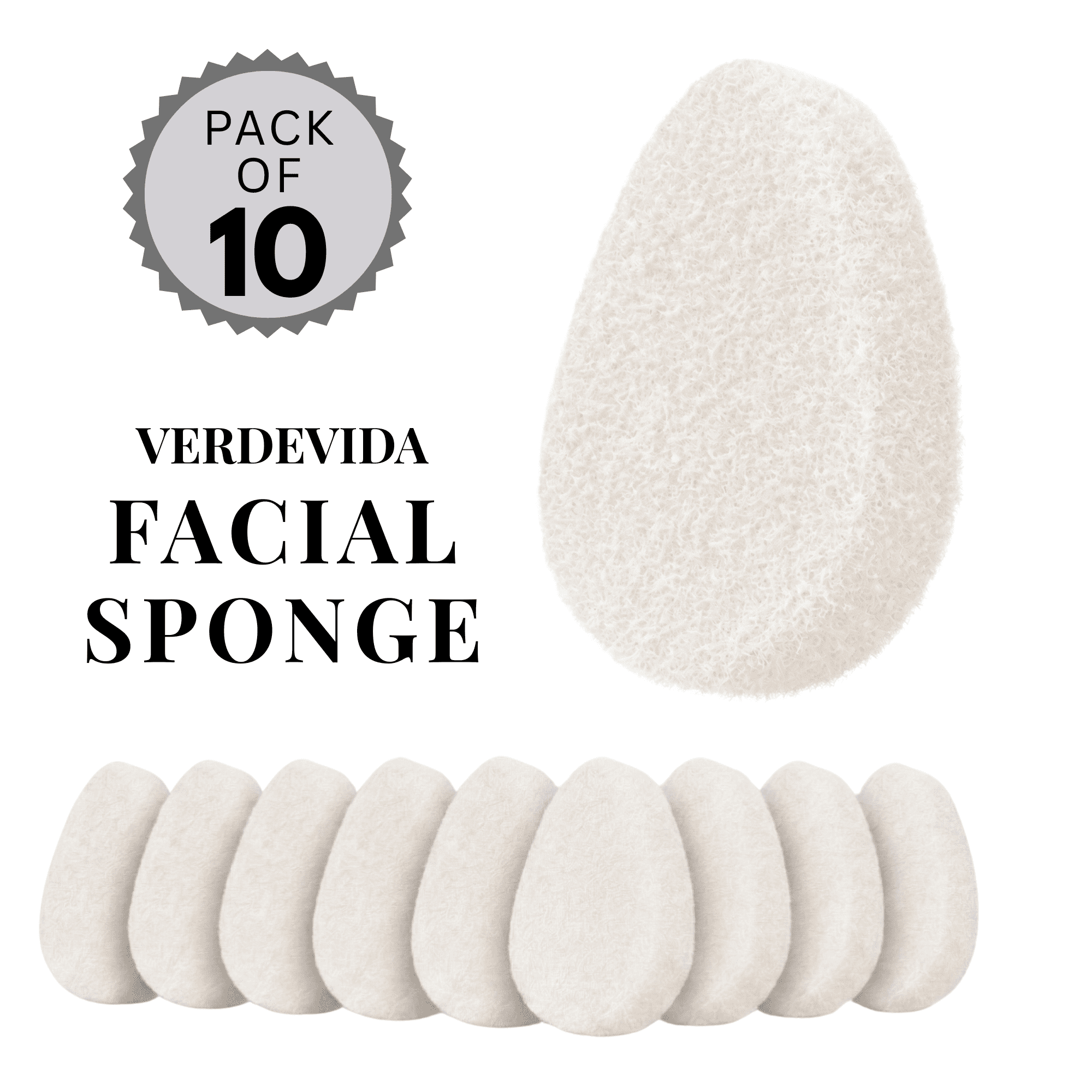 VerdeVida Facial Sponges, 10 Pack, Buff Puff Style Pads, Exfoliating ...
