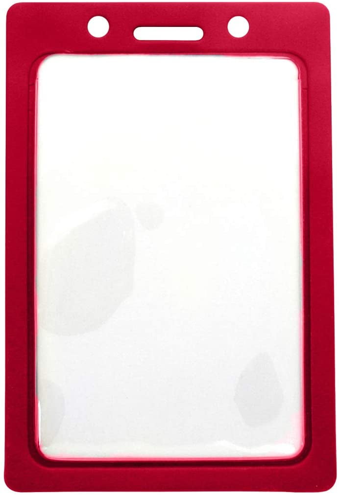 10 Pack - Vertical Color-Frame Badge Holder - Clear Vinyl Window ...