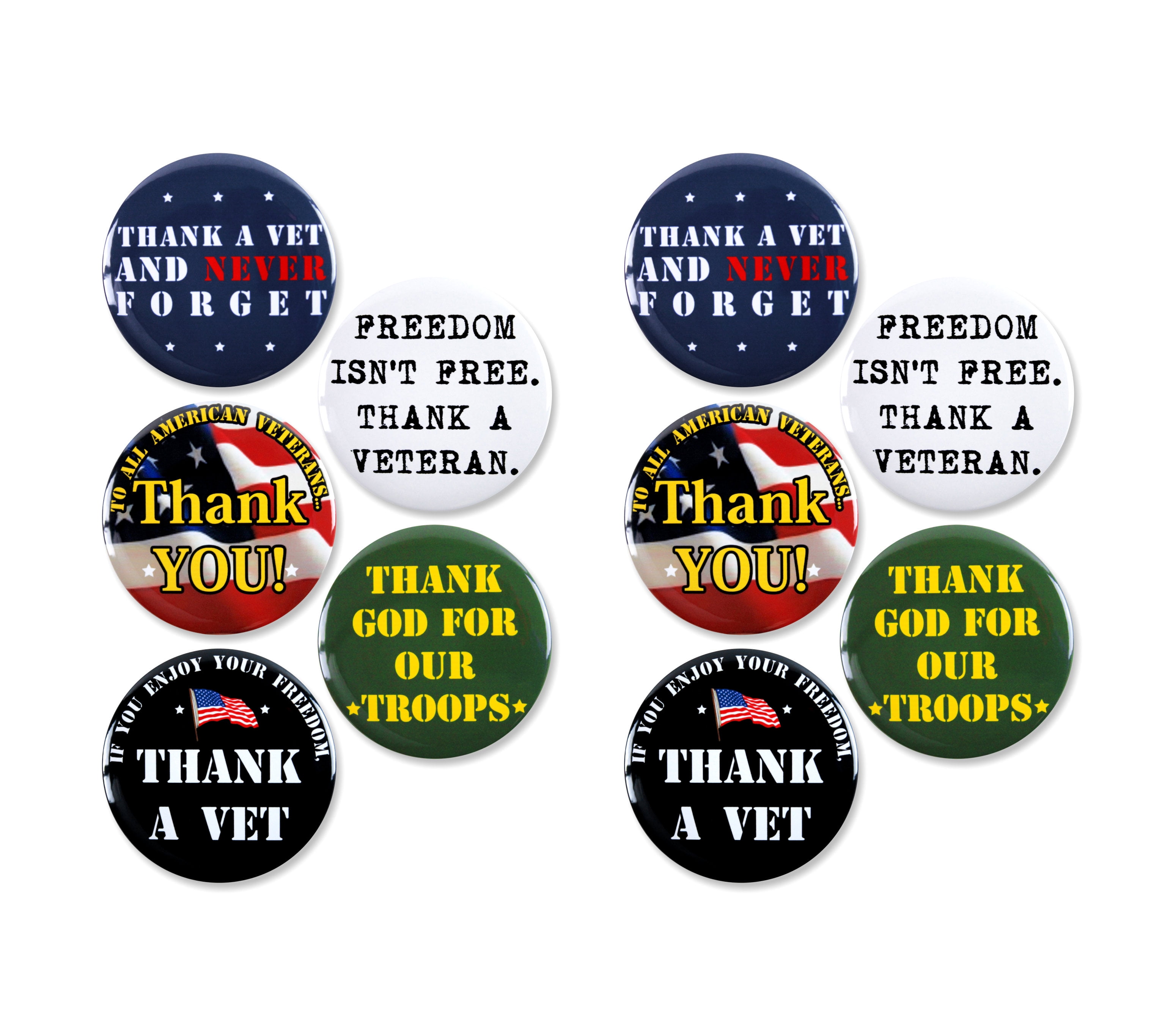 10 Pack - Veteran's Day Celebration Thank You Pinback Buttons - 3 Inch ...