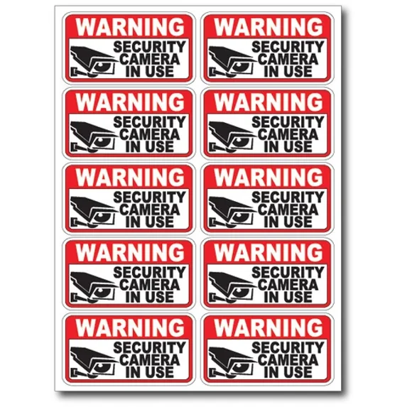 10 Pack Video Surveillance Security Burglar Alarm Decal Warning Sticker ...