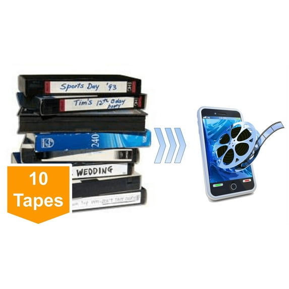 10 Pack - Video Tape Transfer and Digitization to MP4 Service (VHS, Hi8 ...