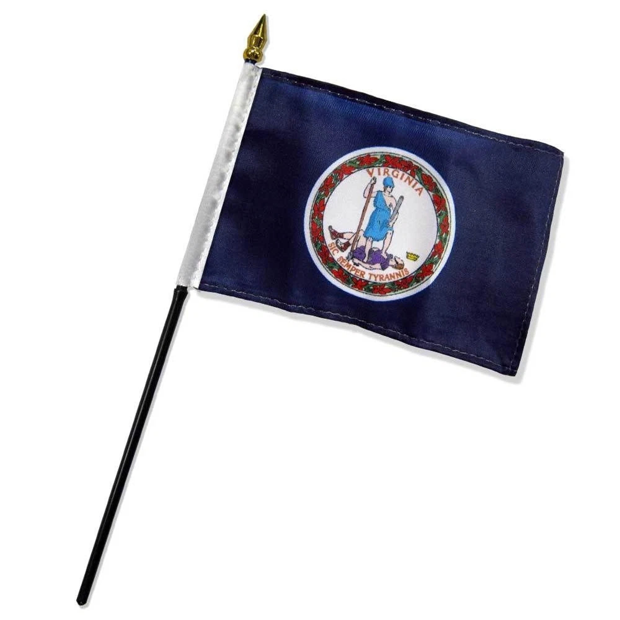 10 Pack Virginia State Flag 4"x6" Desk Table Stick (sewn edges ...