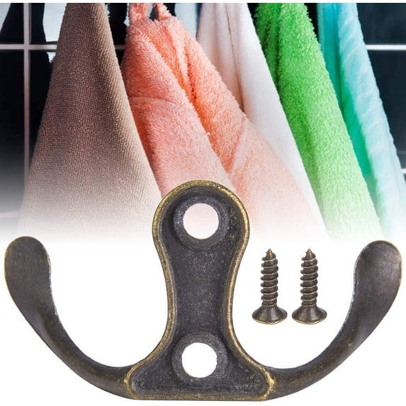 10 Pack Wall Hooks Coat Hooks, Towel Hook Double Prong Robe Hanger Wall ...